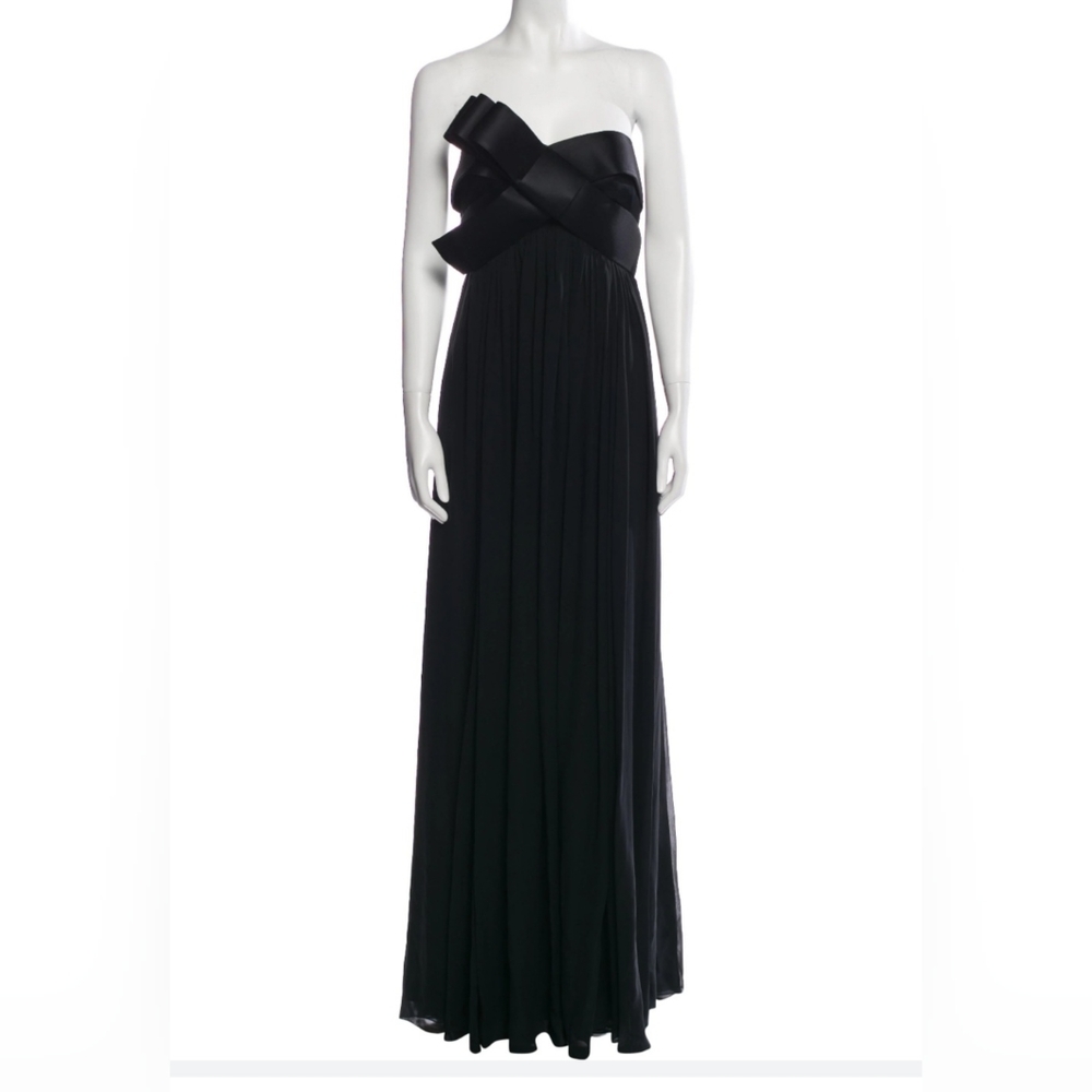 Js Collection Black Satin Empire Formal Evening Dress - Gem